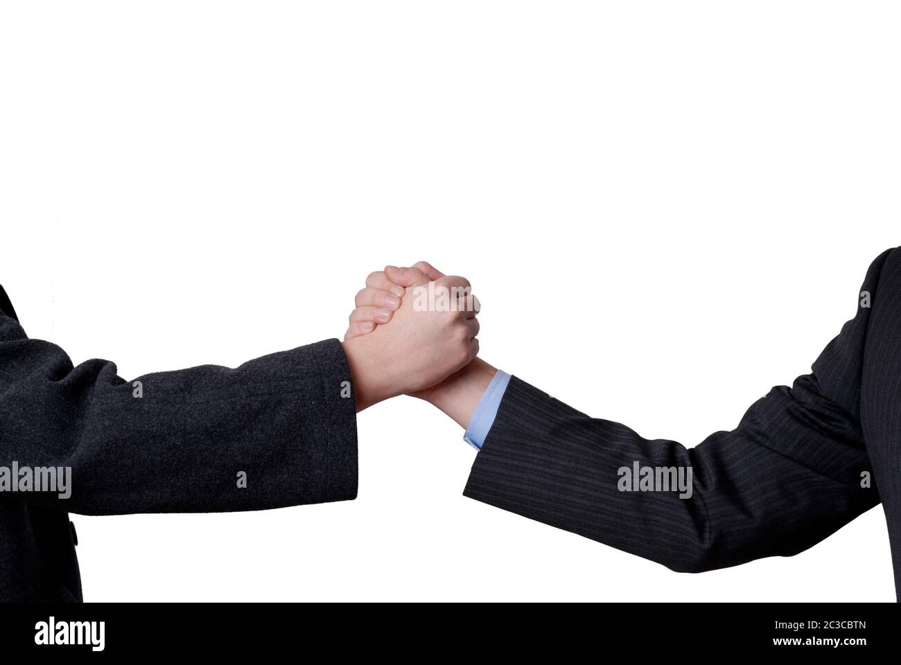 Men are shaking hands on a white background Stock Photo - Alamy