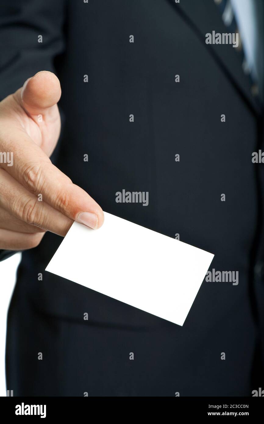 Hand of business man offering business card Stock Photo - Alamy