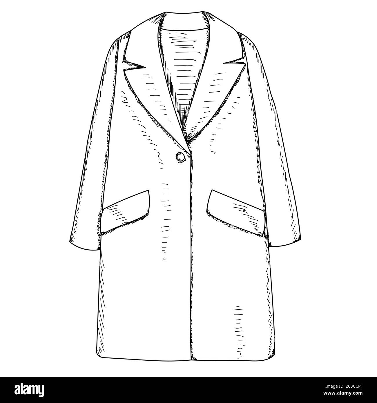 vector, on a white background, line sketch fashion women coat Stock ...