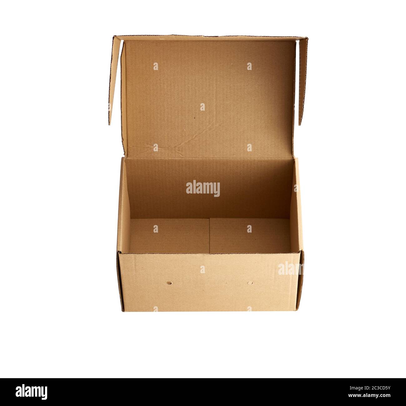 open brown rectangular cardboard box for transporting goods isolated on ...