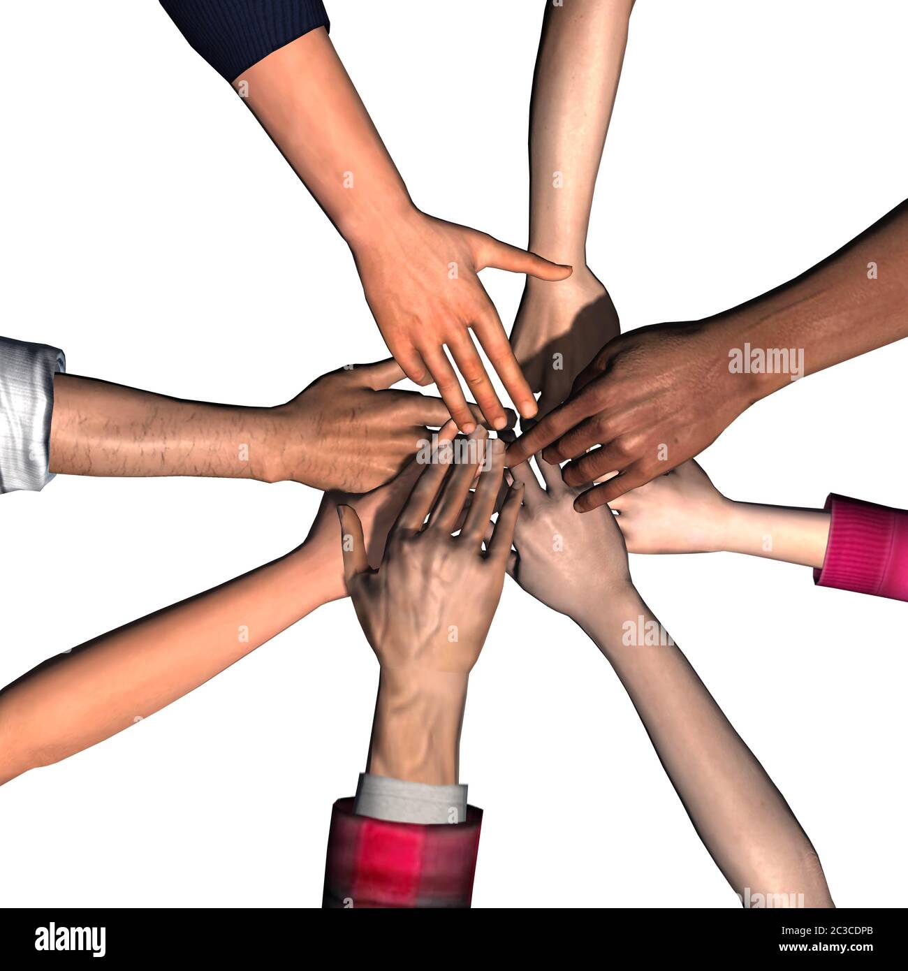 Hands of a group of people - unity as a team Stock Photo - Alamy