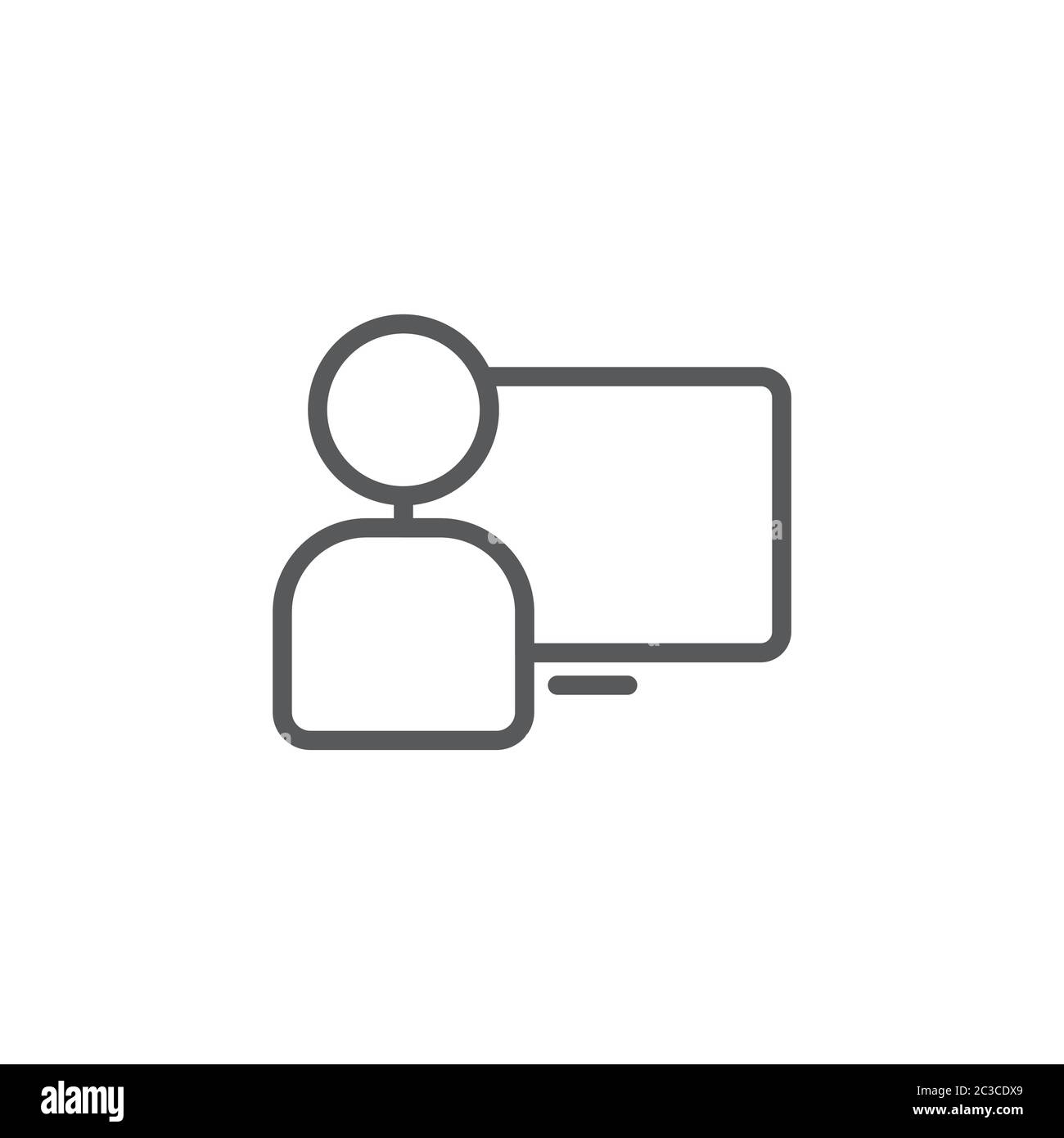 Man working on computer vector icon symbol working isolated on white ...