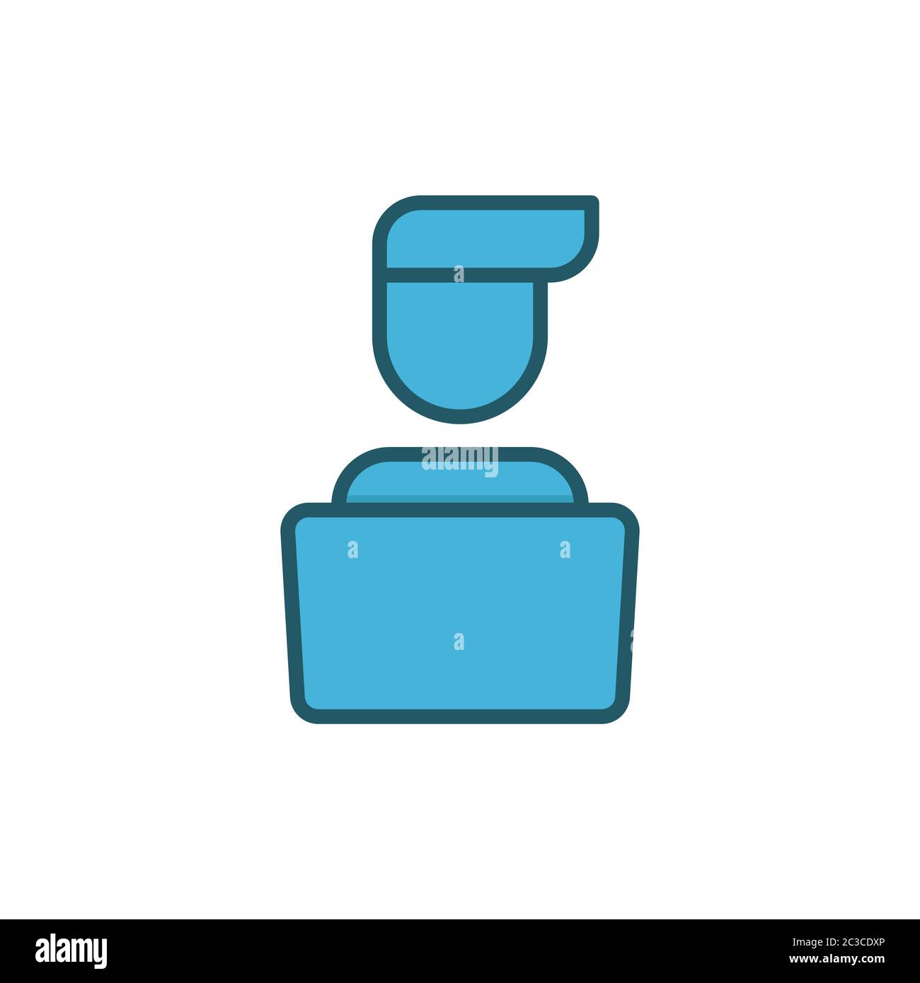 Man working on computer vector icon symbol working isolated on white ...