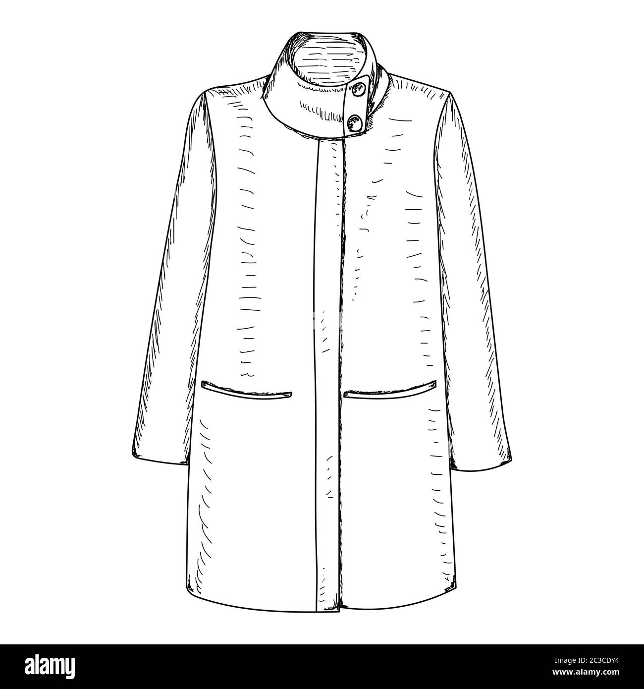 white background, sketch with a line coat of women Stock Vector Image ...