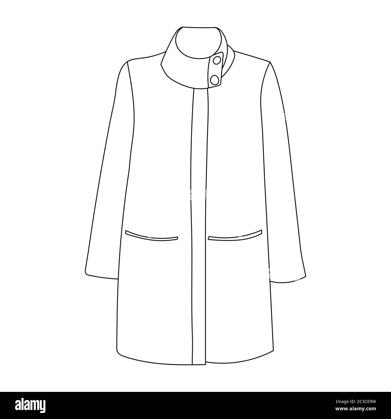 White Background Fashionable Outerwear Coat Sketch Contour Stock