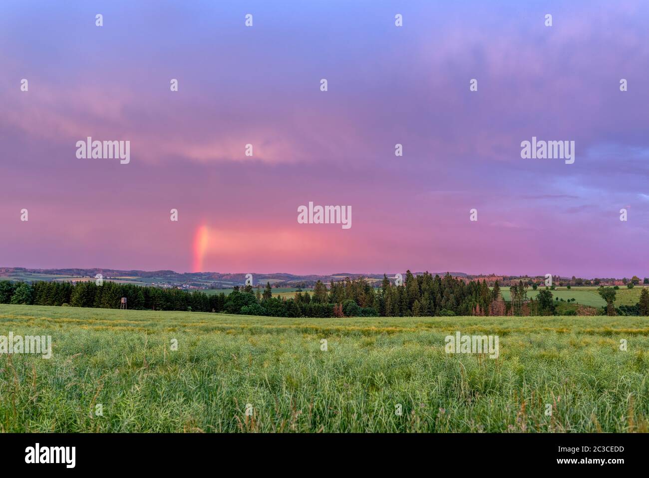 Rainbow over forest and field hi-res stock photography and images - Alamy