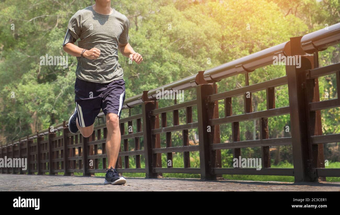 running man. Male runner at sprinting speed training for marathon ...