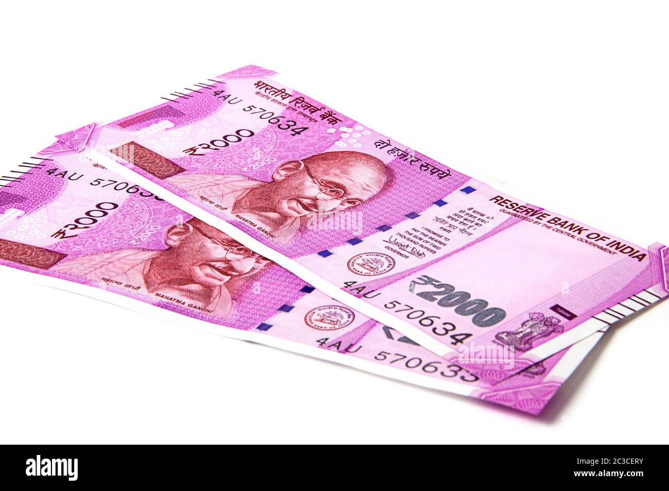 New Indian Currency of Rs.2000 isolated on white background. Published ...