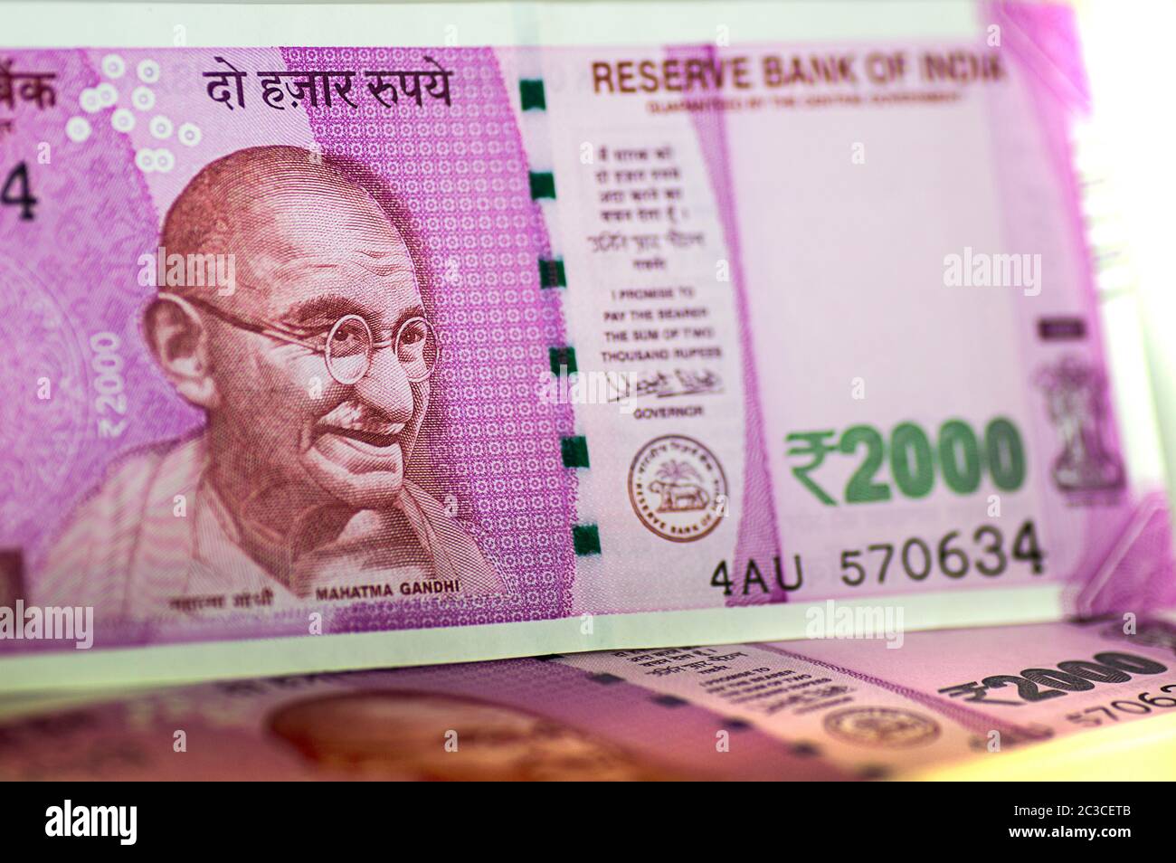 New Indian Currency of Rs.2000 isolated on white background. Published ...