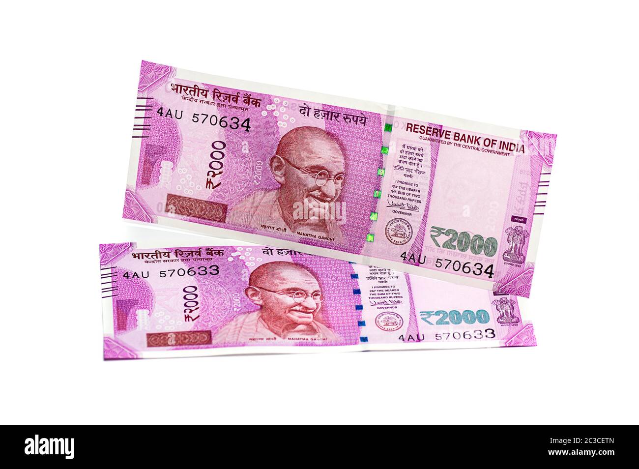 New Indian Currency of Rs.2000 isolated on white background. Published ...