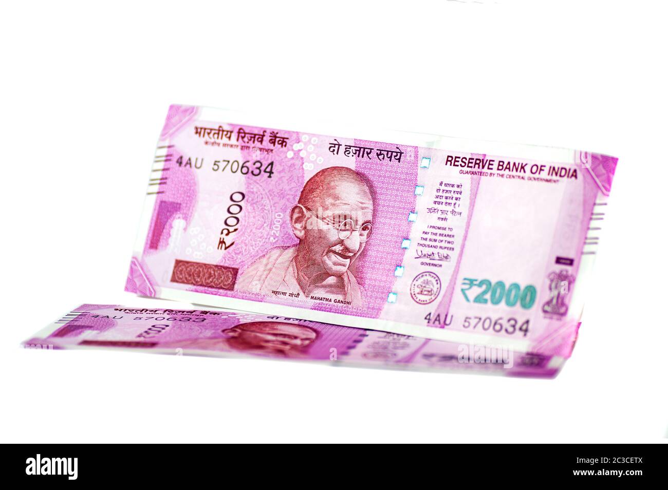 New Indian Currency of Rs.2000 isolated on white background. Published ...
