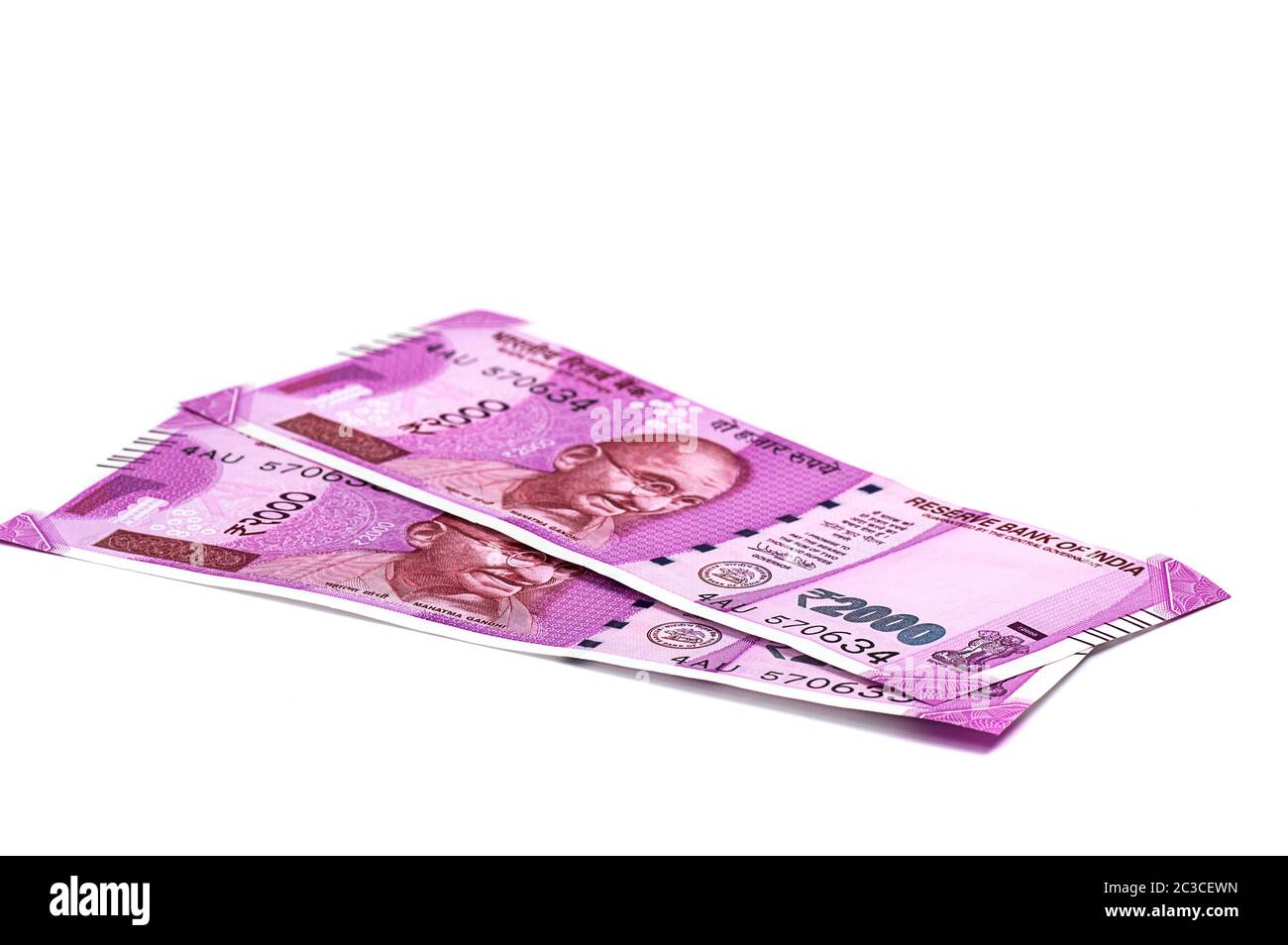 New Indian Currency of Rs.2000 isolated on white background. Published ...
