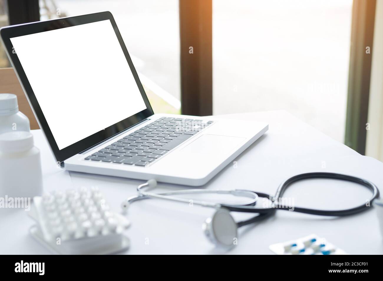 stethoscope and Medical equipment. Doctor workplace in office Stock ...