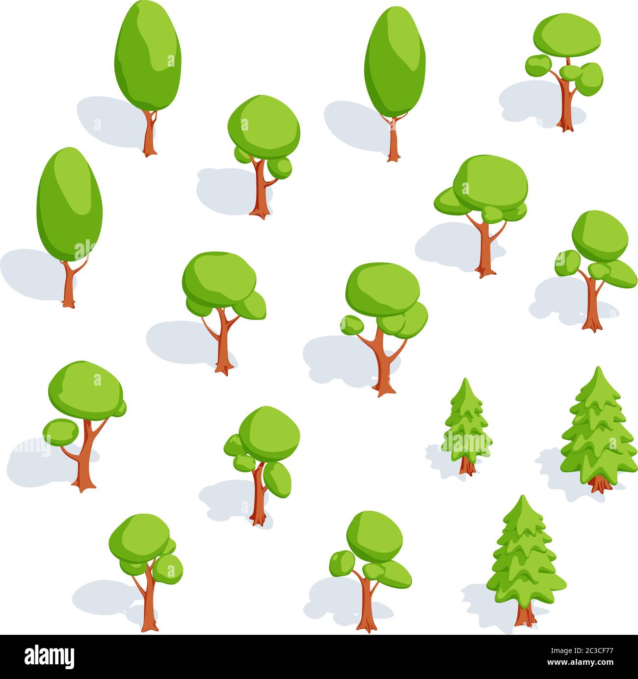 Set of isometric trees. Deciduous and spruce Stock Vector Image & Art ...