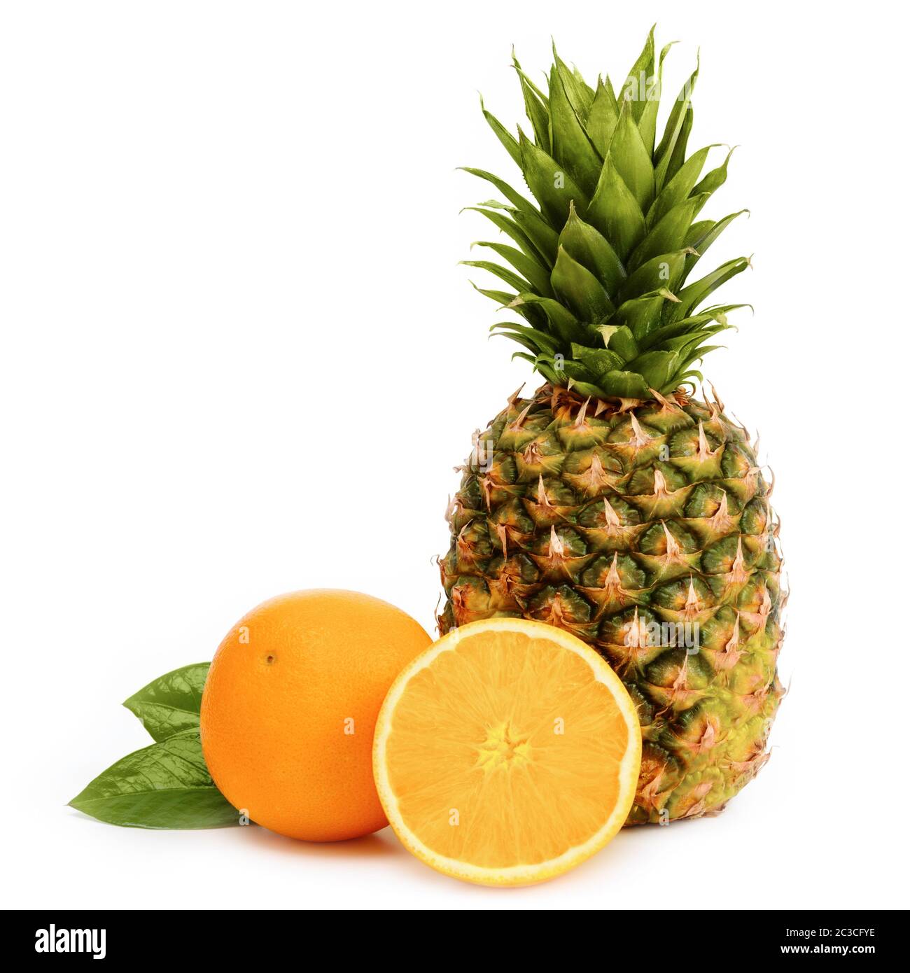 Pineapple and orange isolated on white background Stock Photo - Alamy