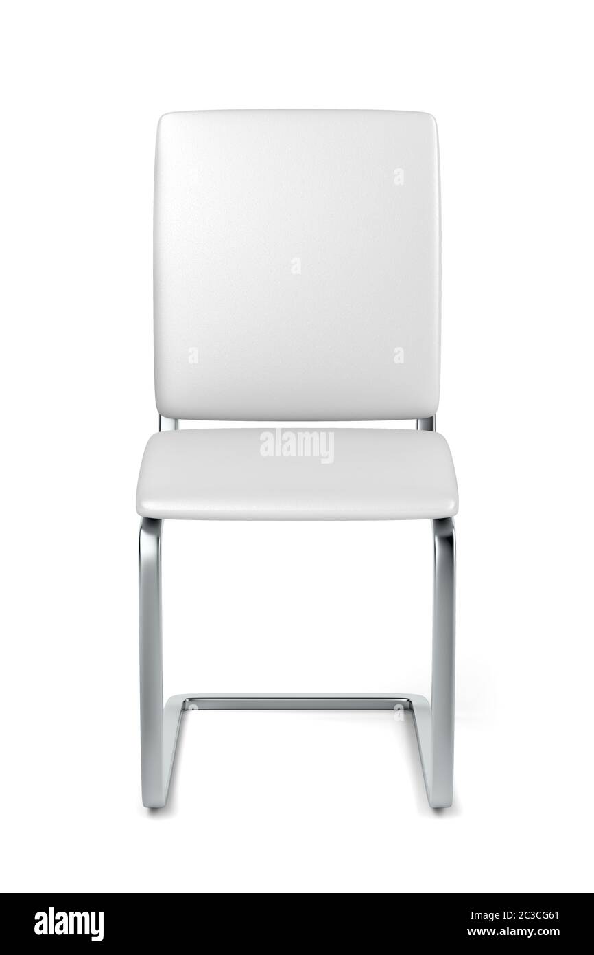 Front view of modern leather dining chair on white background Stock ...