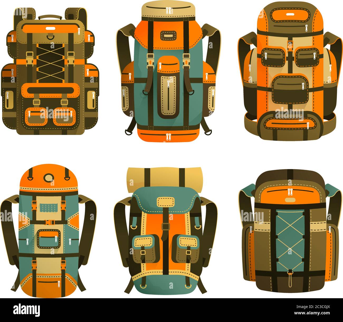 Camping backpack set - different design options Stock Vector Image ...