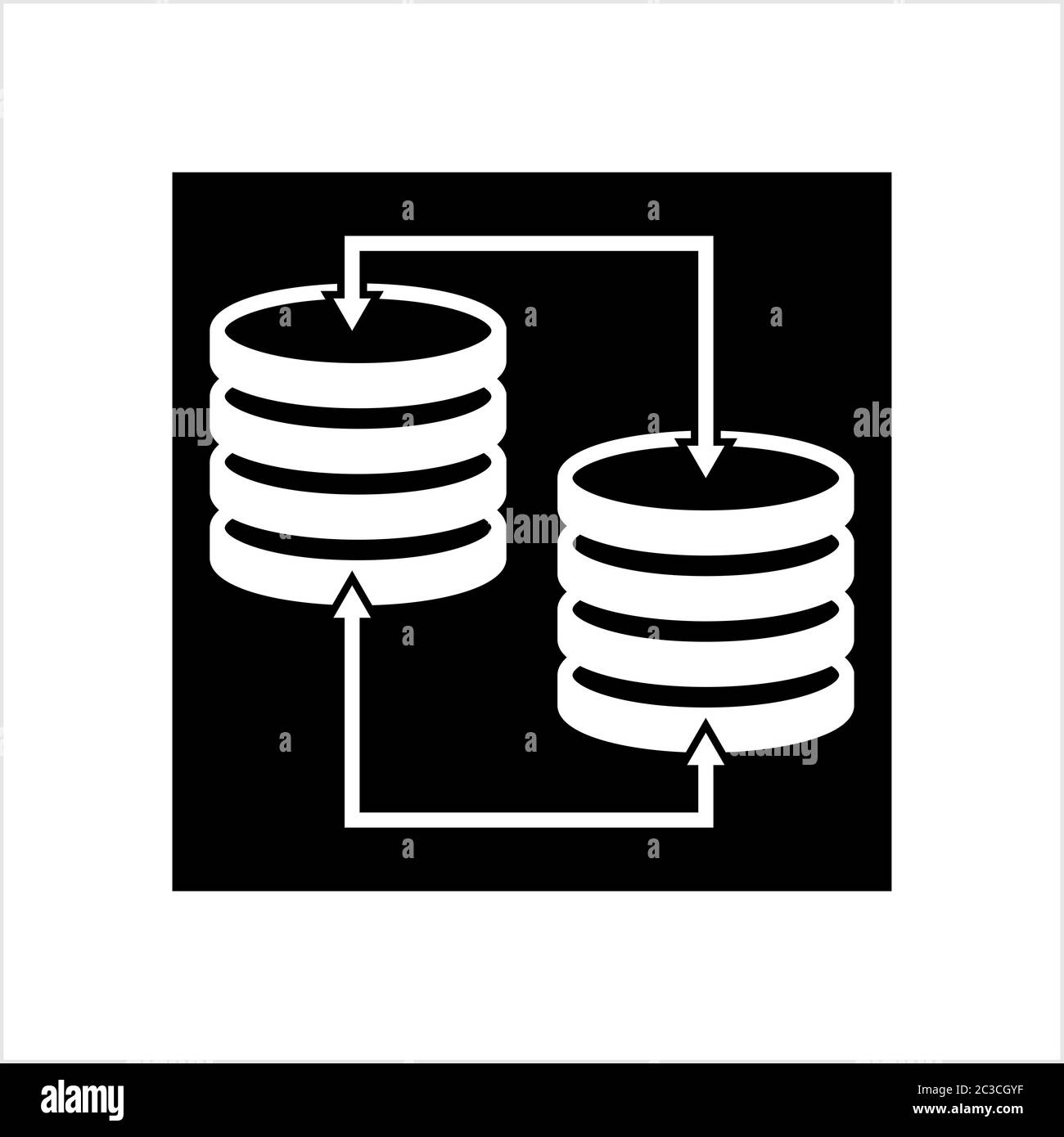 Database search icon isolated Black and White Stock Photos & Images - Alamy