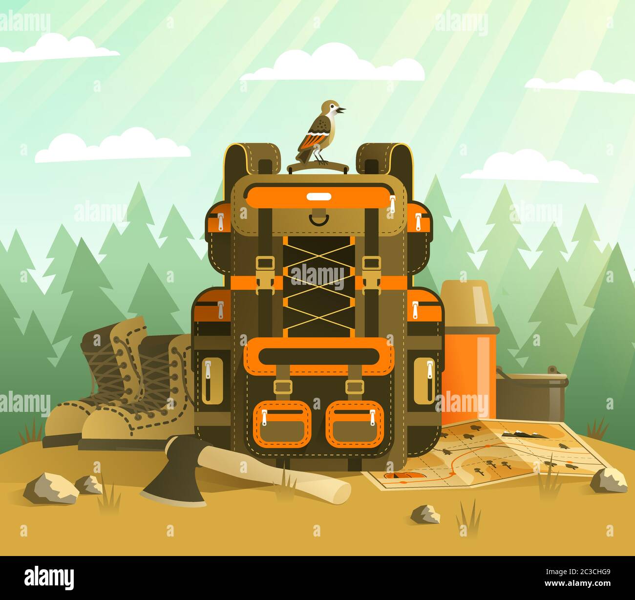 Backpack thermos Stock Vector Images - Alamy