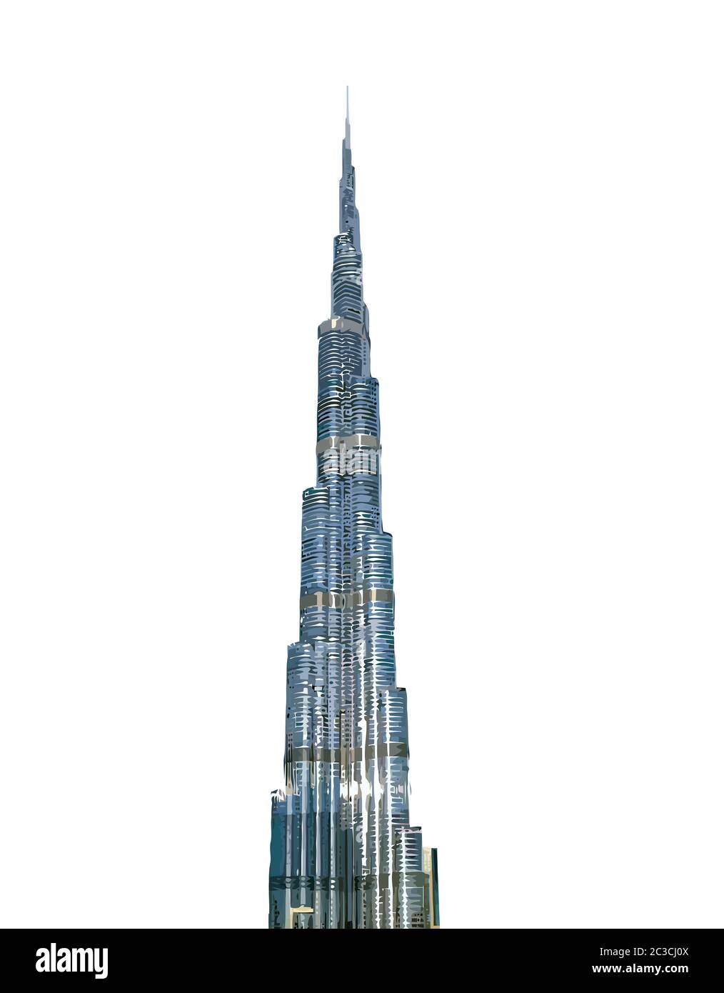 Burj Khalifa tower luxury architecture modern illustration Stock Photo ...