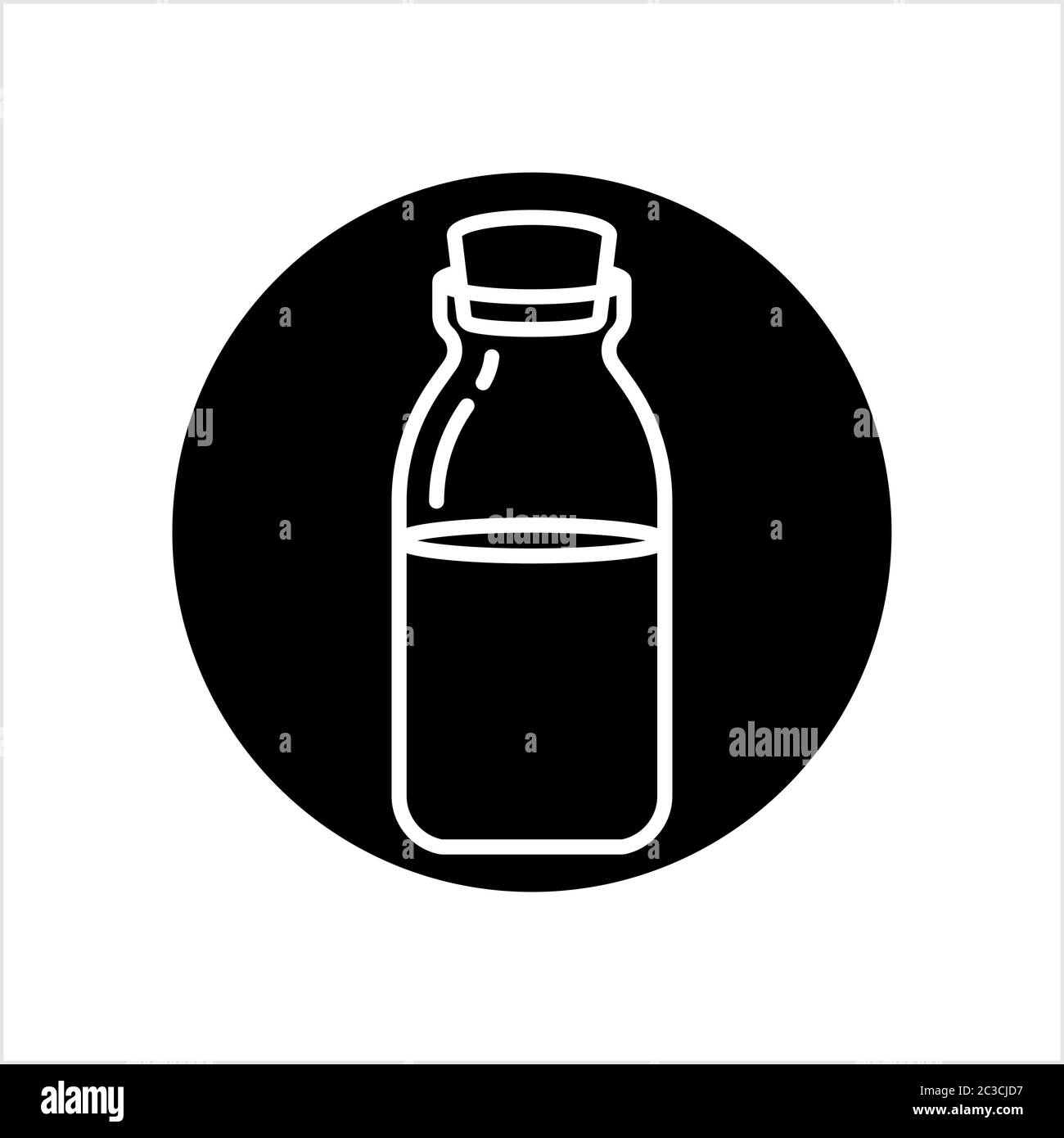 Milk Bottle Icon, Glass Milk Bottle Vector Art Illustration Stock ...