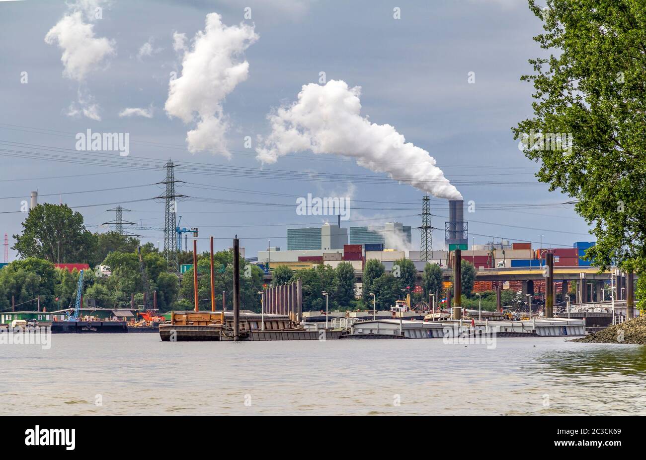 waterside scenery seen at the Port of Hamburg in Germany Stock Photo ...