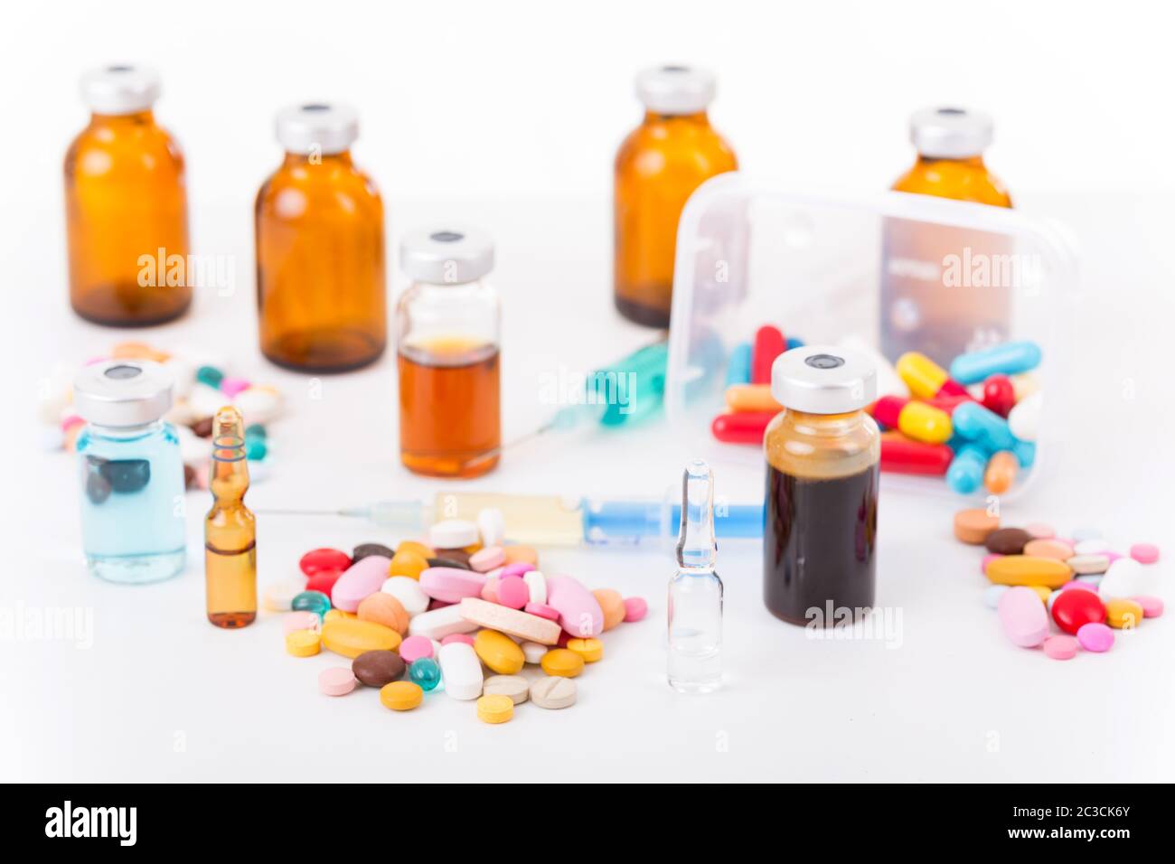 Different types of drugs on white background Stock Photo - Alamy
