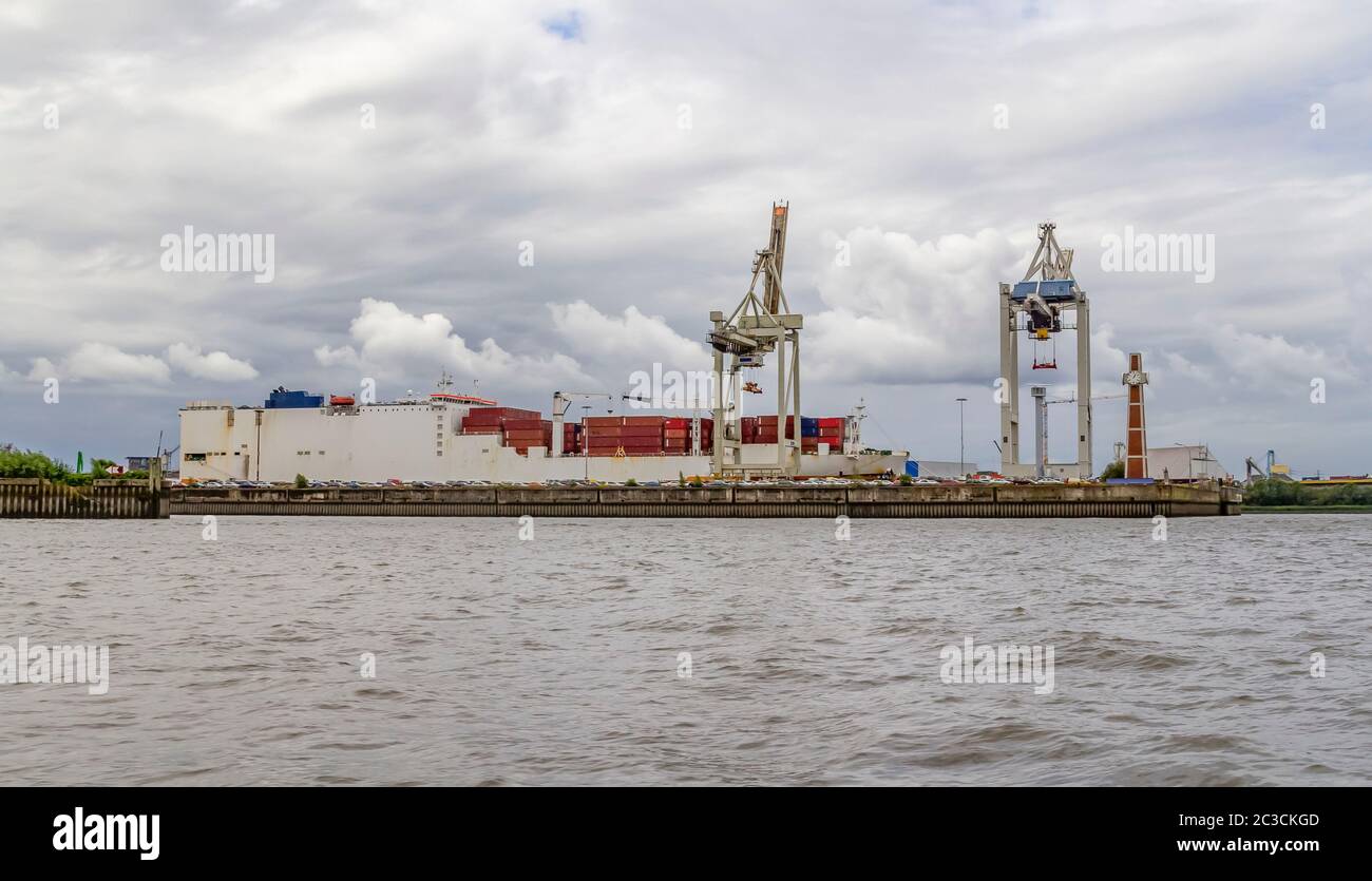 scenery seen at the Port of Hamburg in Germany Stock Photo - Alamy