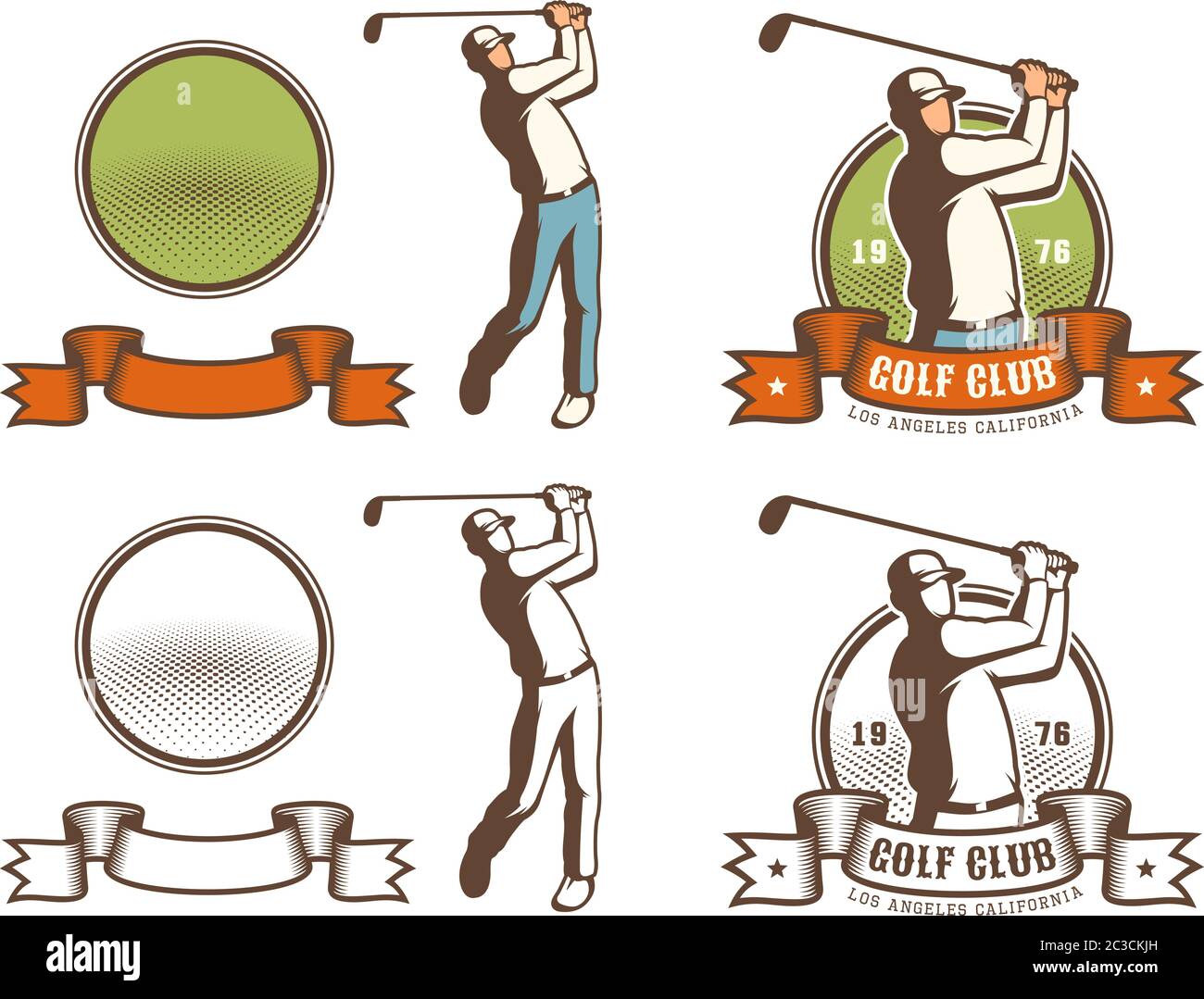 Retro golf badge with golfer hitting the ball Stock Vector Image & Art ...