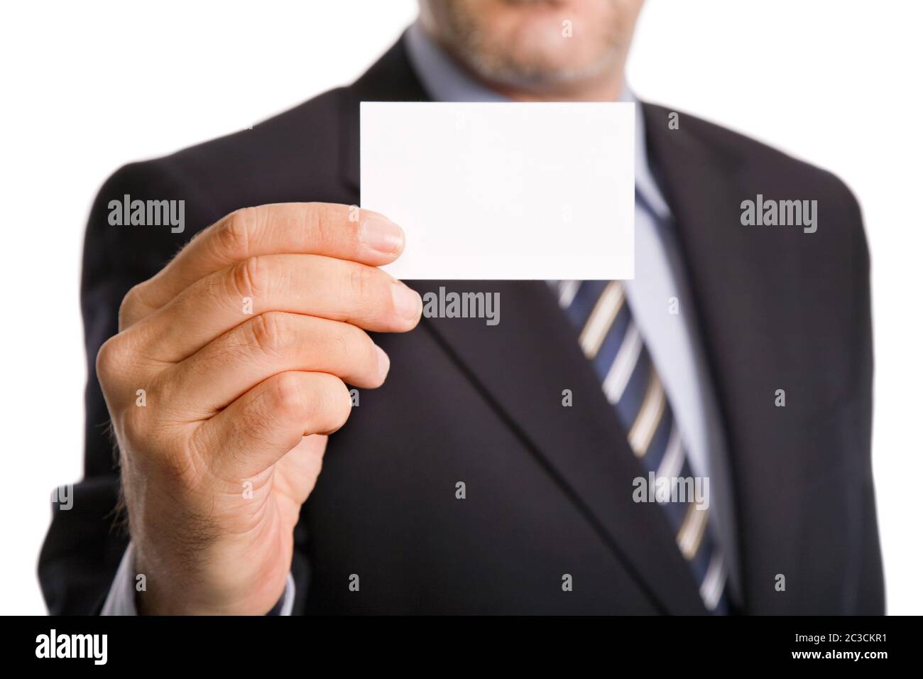 hand of businessman offering businesscard on white background Stock ...