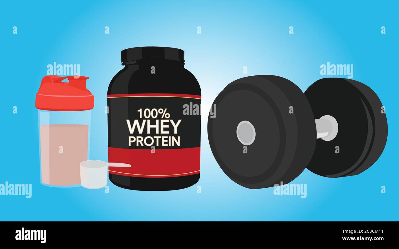 Vector Isolated Illustration of a Whey Protein Bottle, a Scoop, a ...
