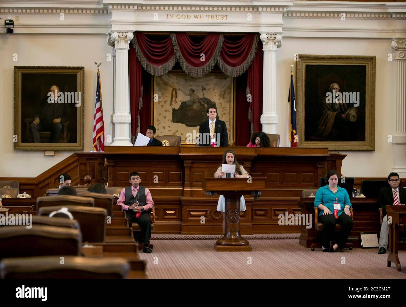 Austin, Texas USA, 2013: High school students participate in a mock ...