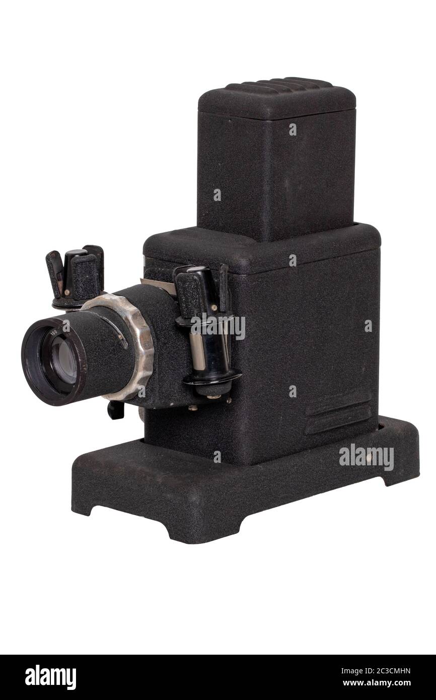 Vintage projector. Close-up of a old black projector for viewing slides ...