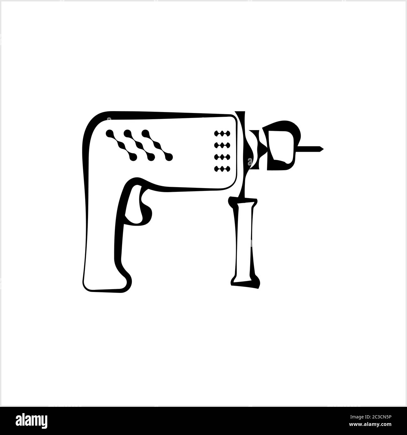Drill Machine Icon, Machine Tool Icon Vector Art Illustration Stock ...