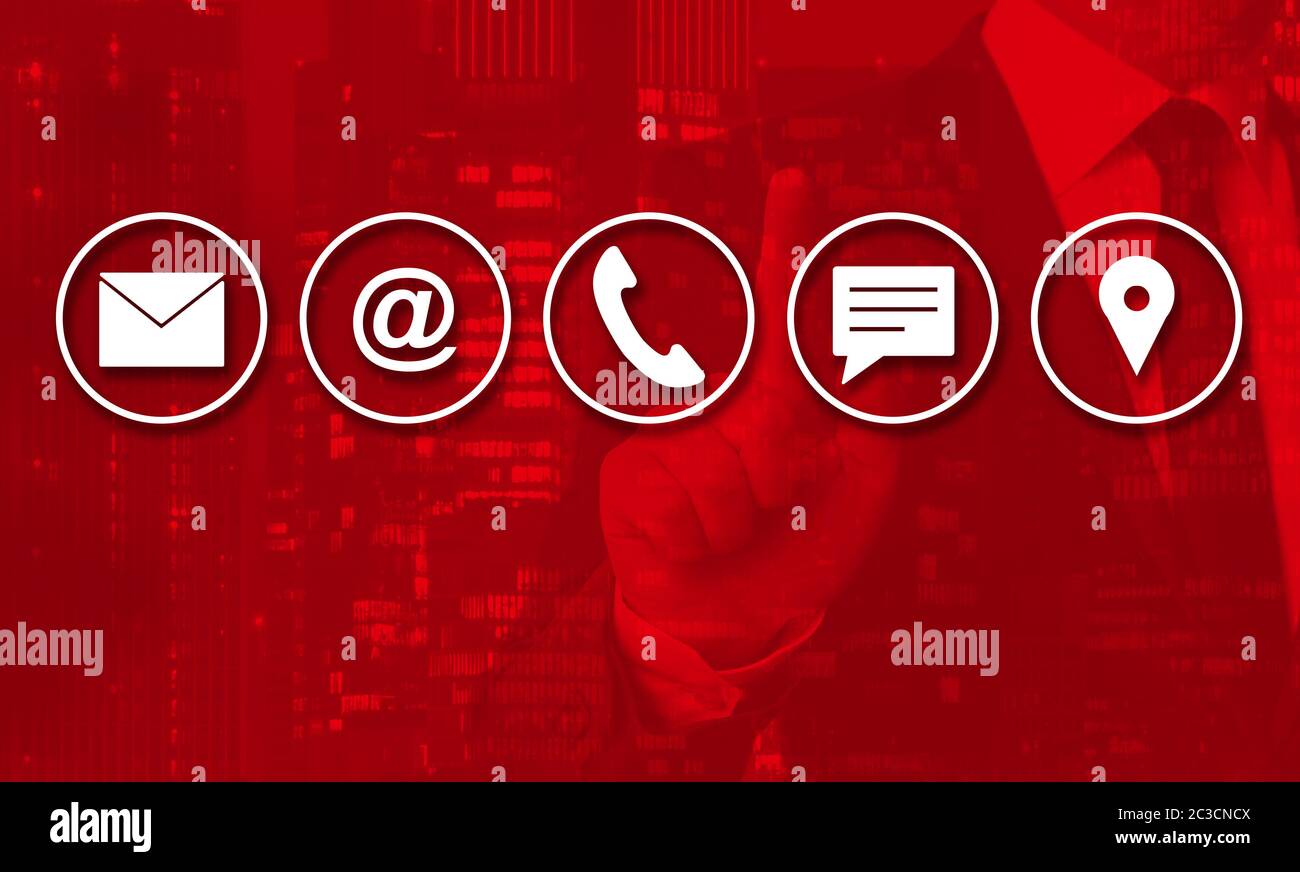 Contact options concept is shown by businessman Stock Photo - Alamy