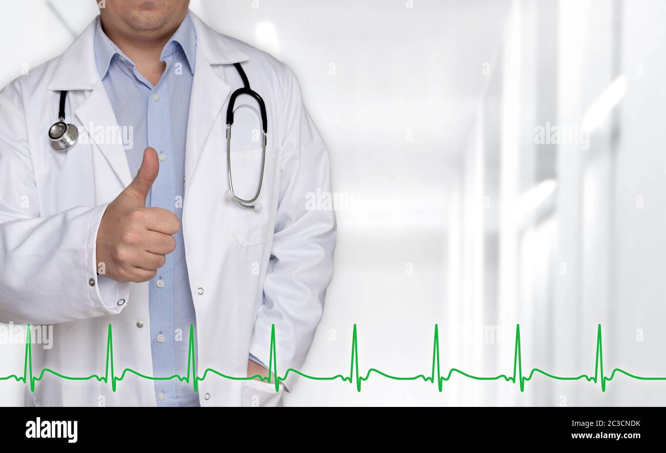 Heart rate concept and doctor with thumbs up Stock Photo - Alamy