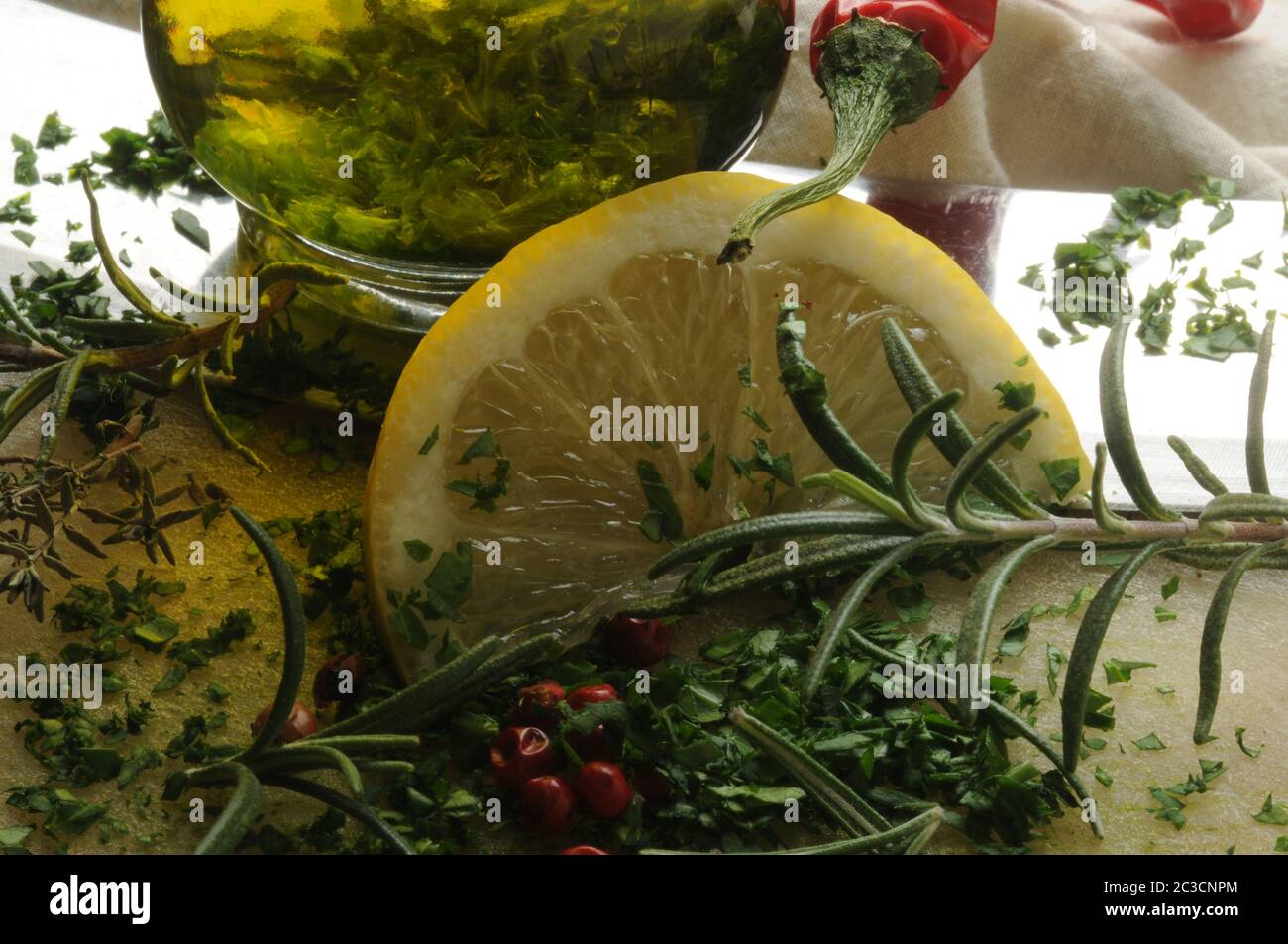 Oil with herbs hi-res stock photography and images - Alamy
