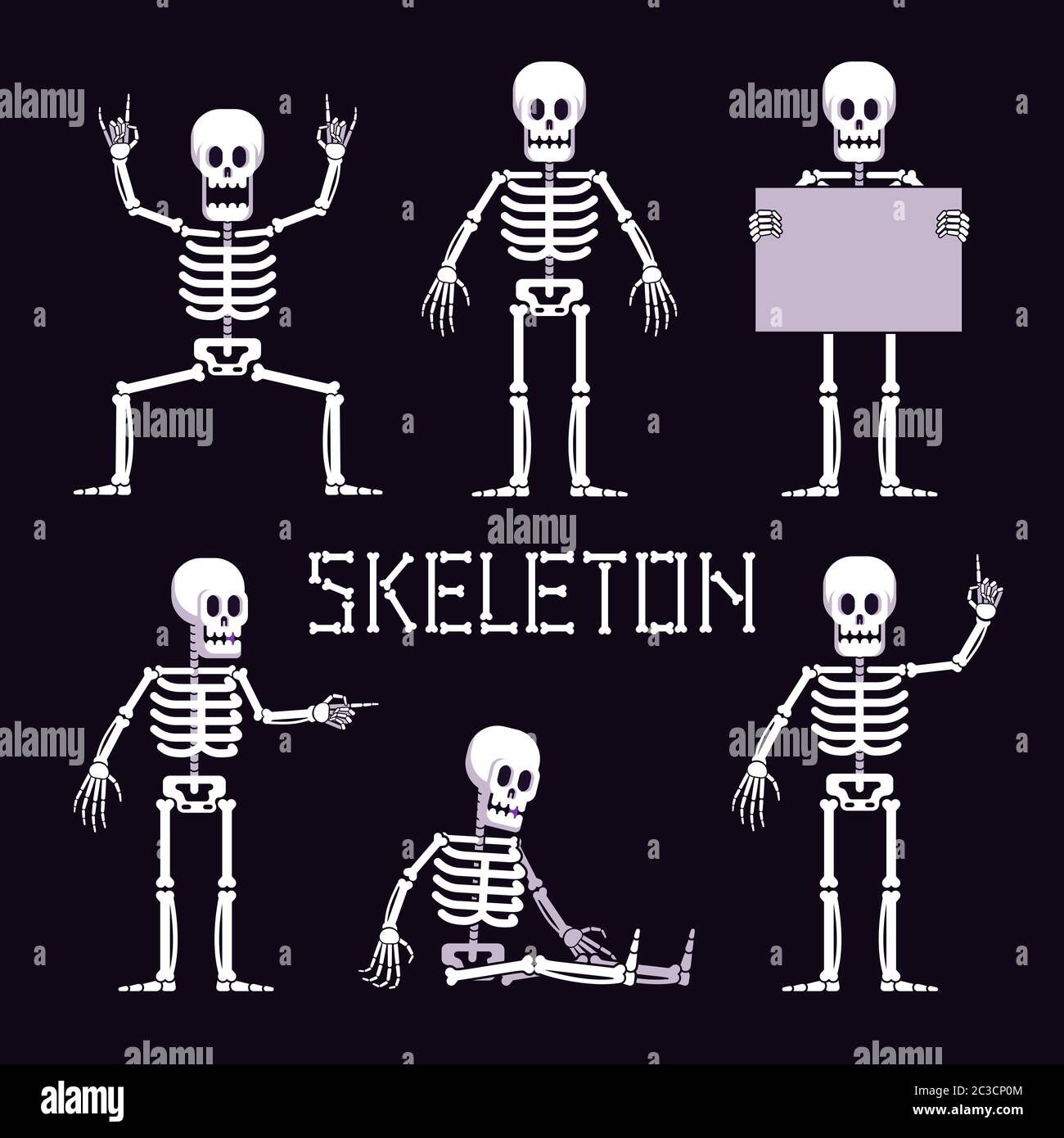 Skeleton in various poses is cartoon style Stock Vector Image & Art - Alamy