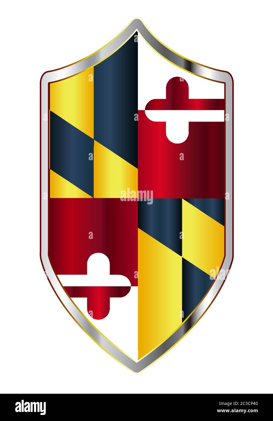 A typical crusader type shield with the state flag of Maryland all ...