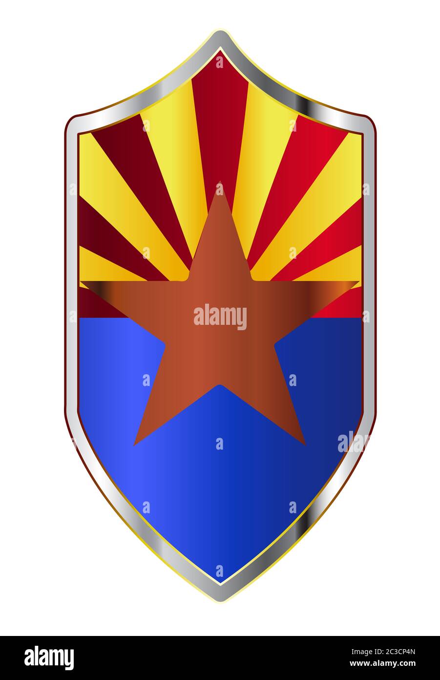 A typical crusader type shield with the state flag of Arizona all ...
