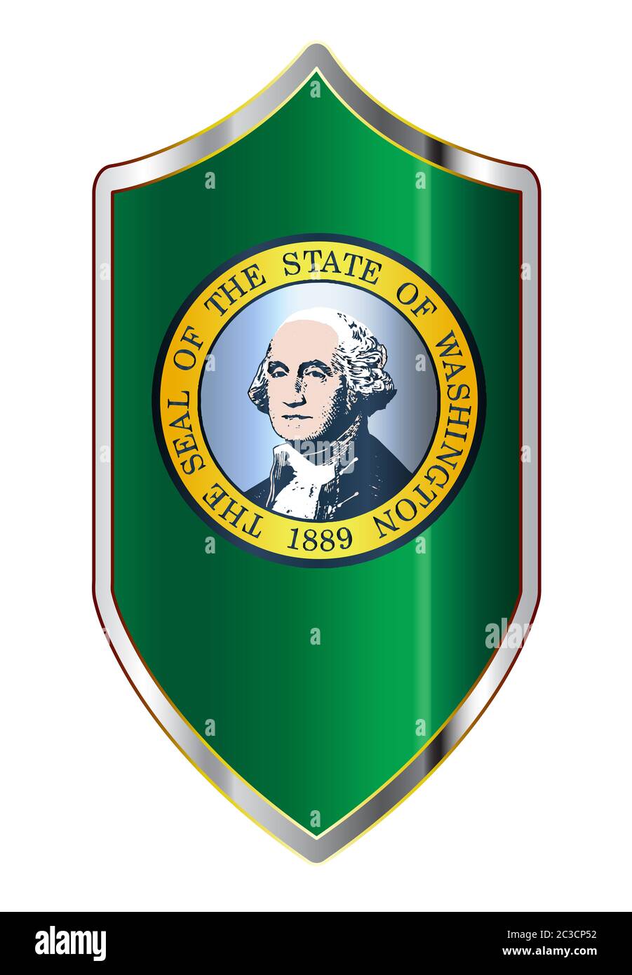 A typical crusader type shield with the state flag of Washington all ...