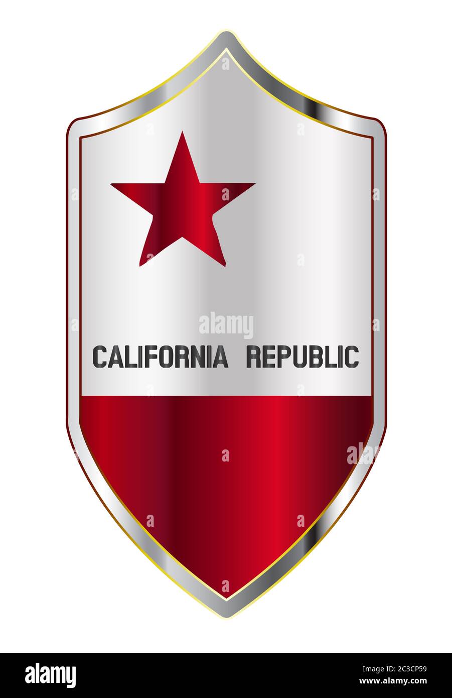 A typical crusader type shield with the state flag of California all ...