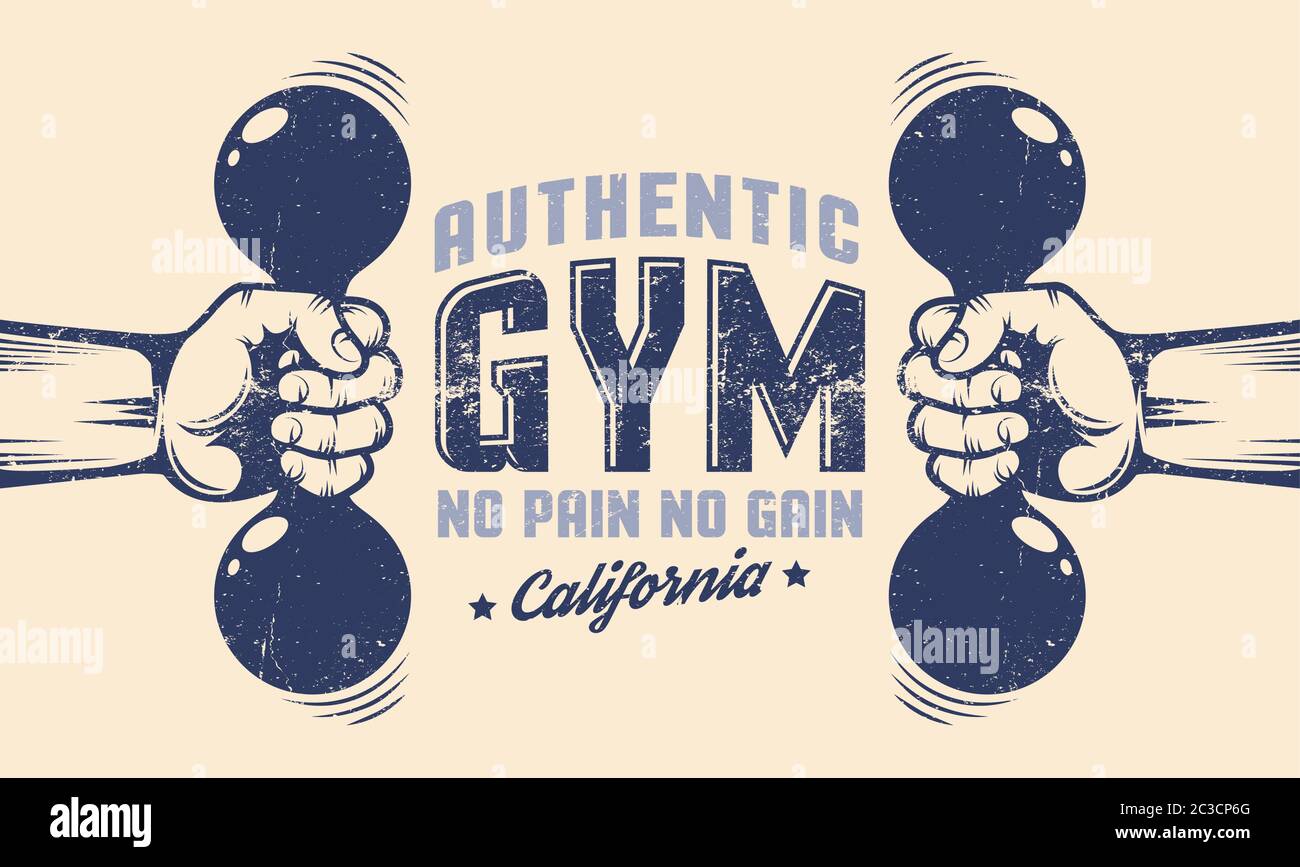Gym poster - hands with dumbbells Stock Vector Image & Art - Alamy