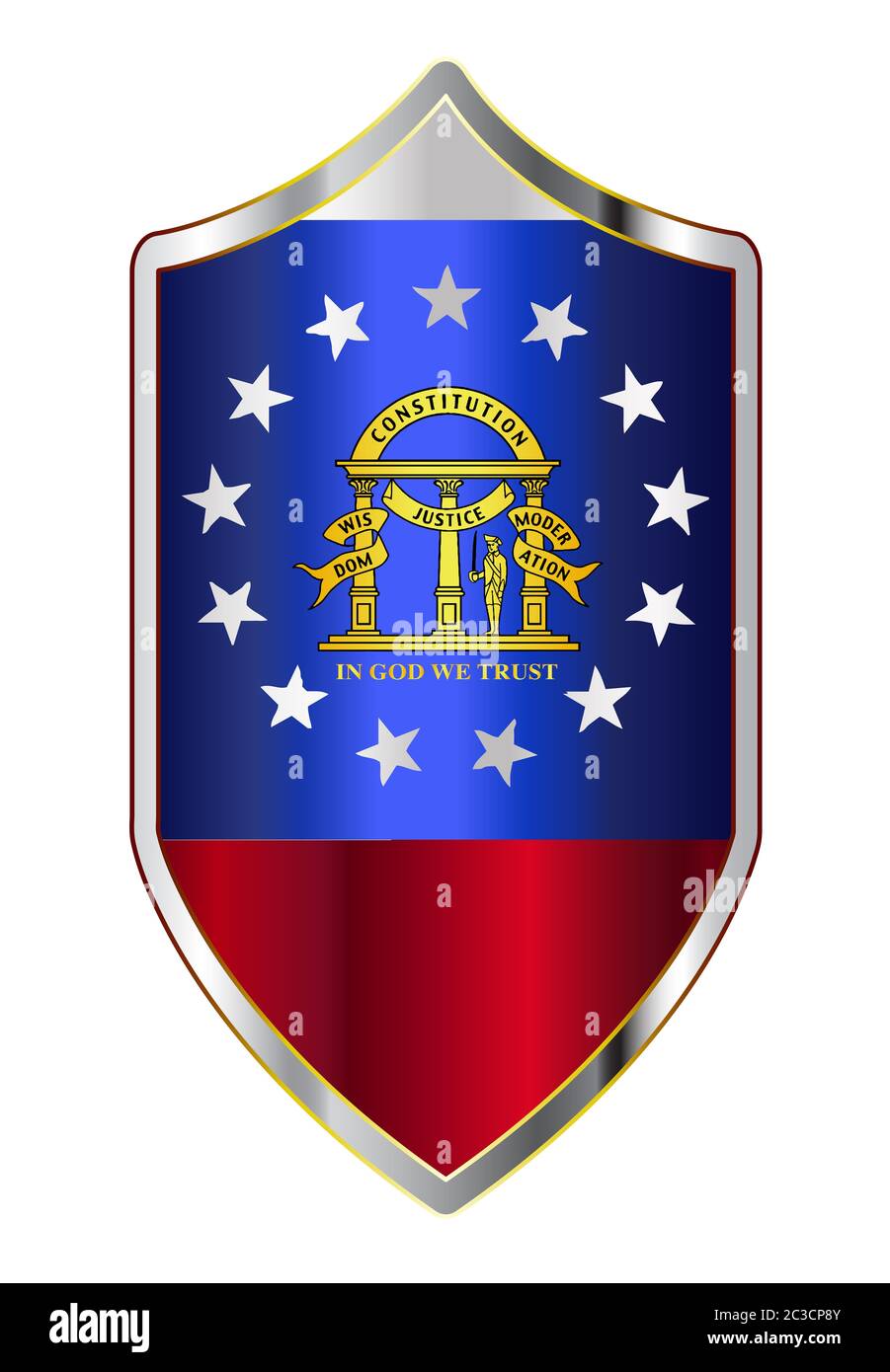 A typical crusader type shield with the state flag of Georgia all ...