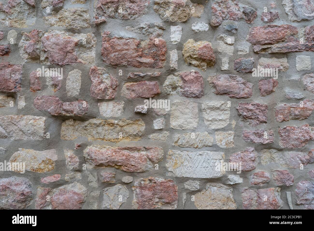 Old brick wall with cracks and scratches. Horizontal wide brickwall ...