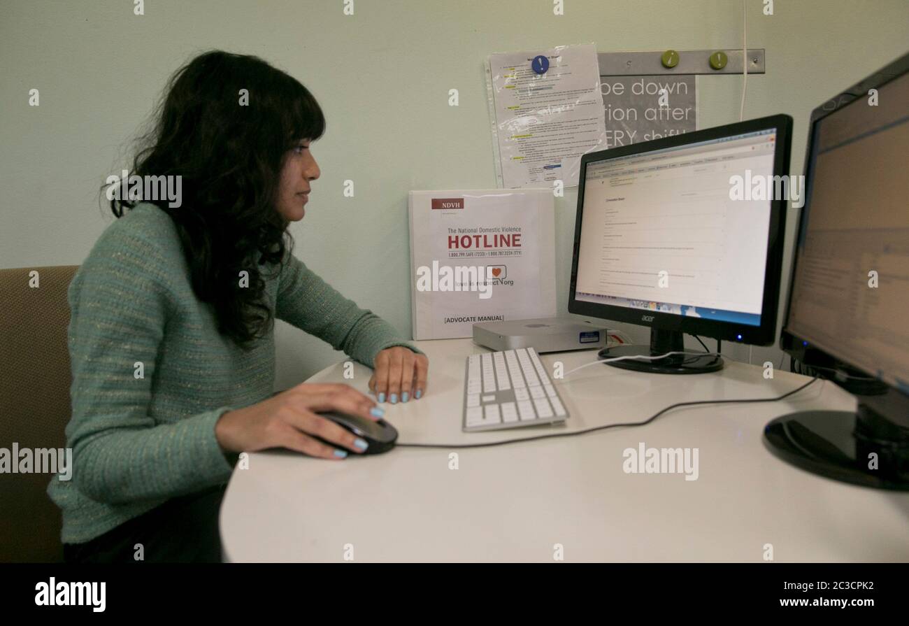 Austin Texas USA, November 2013: Trained counselor works on her ...