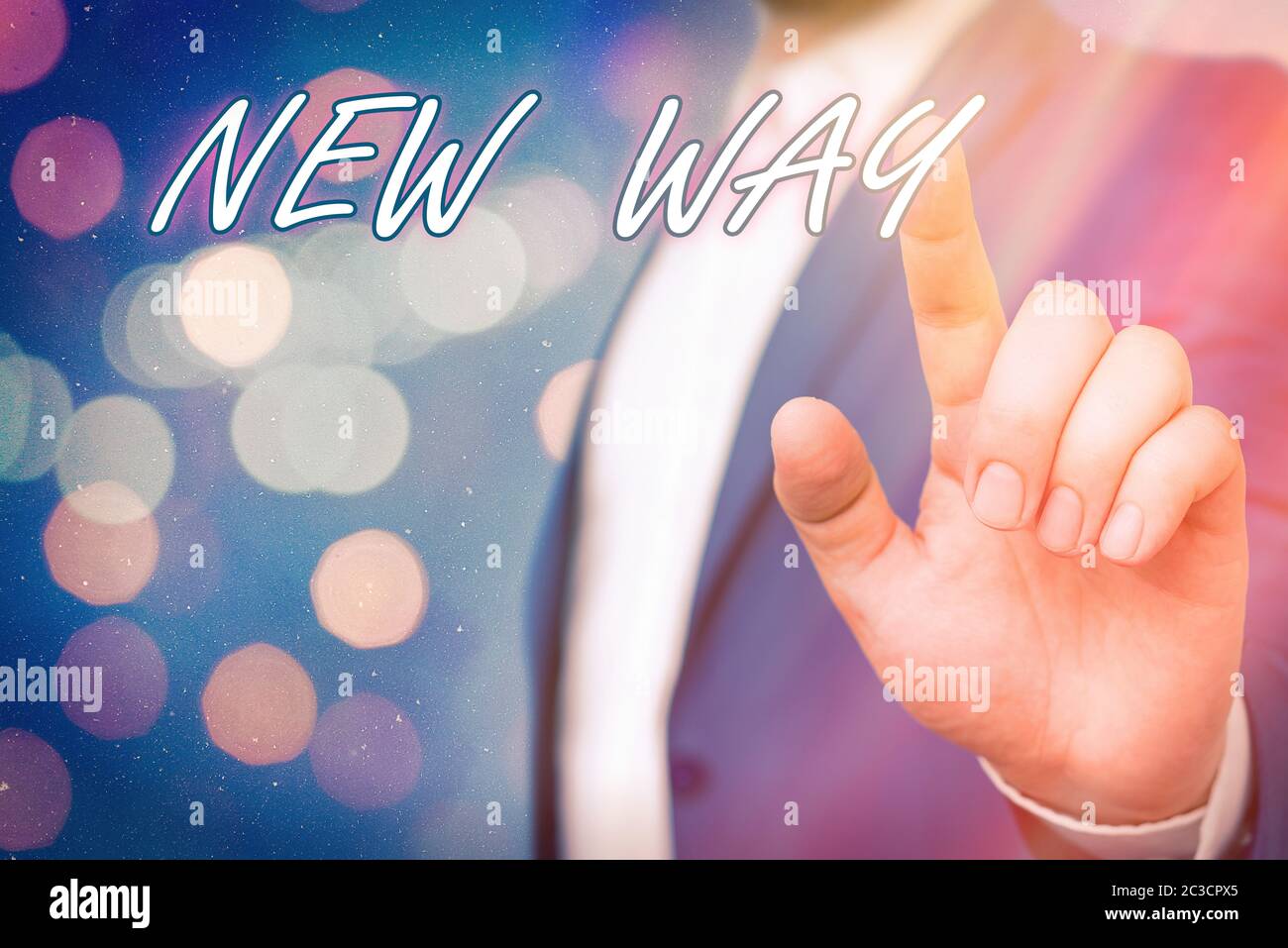 Text sign showing New Way. Business photo showcasing Charting a ...