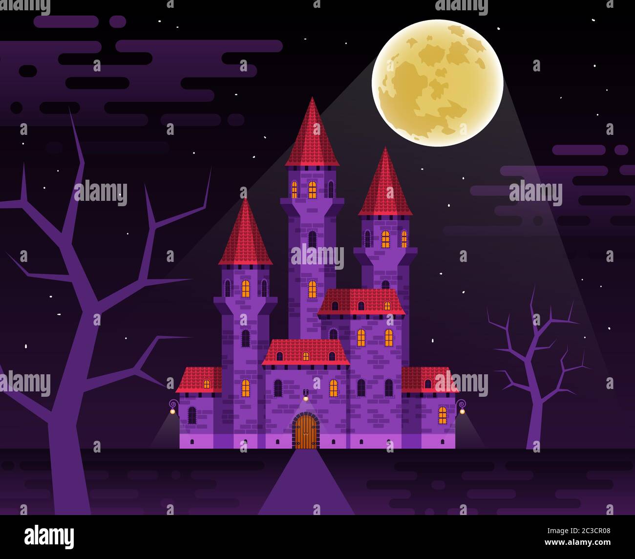 Dark medieval castle in the night Stock Vector Image & Art - Alamy