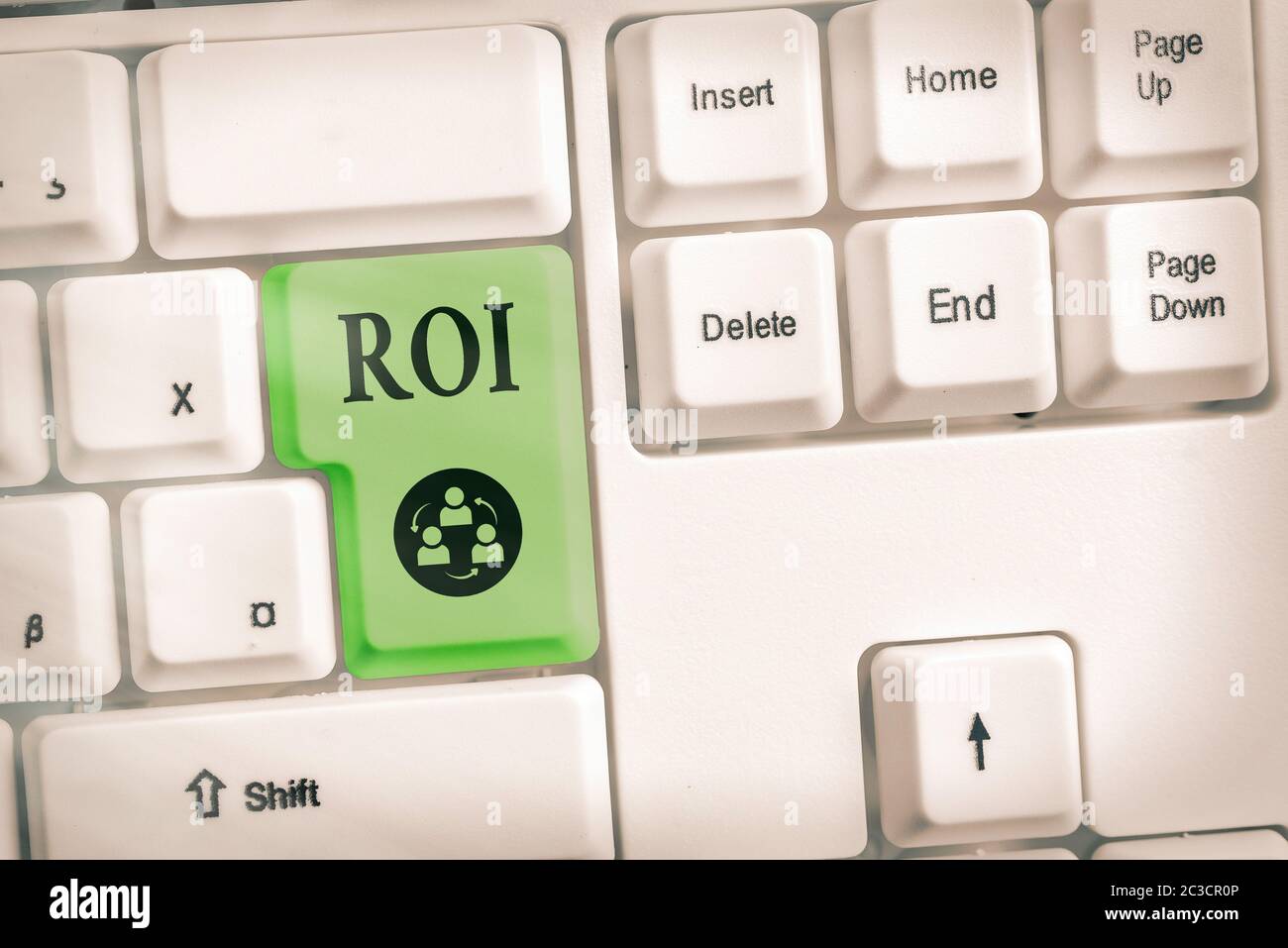 Writing note showing Roi. Business concept for performance measure used ...