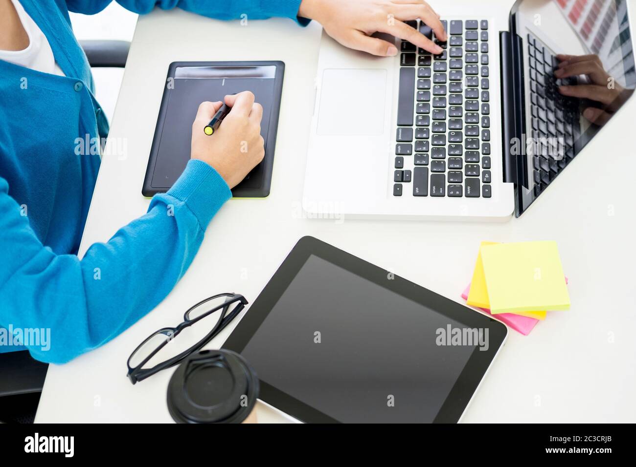 interior design or graphic designer renovation and technology concept ...